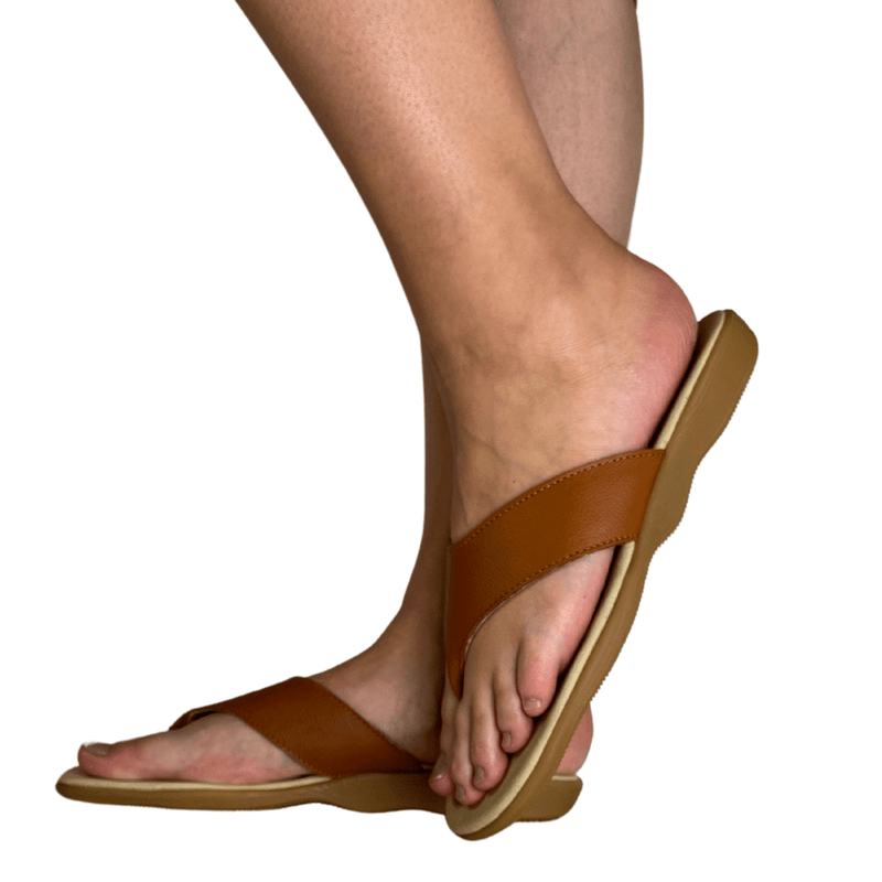 Famolare GO THERE leather upper women slip on sandal | Flippity Flop - Caramel